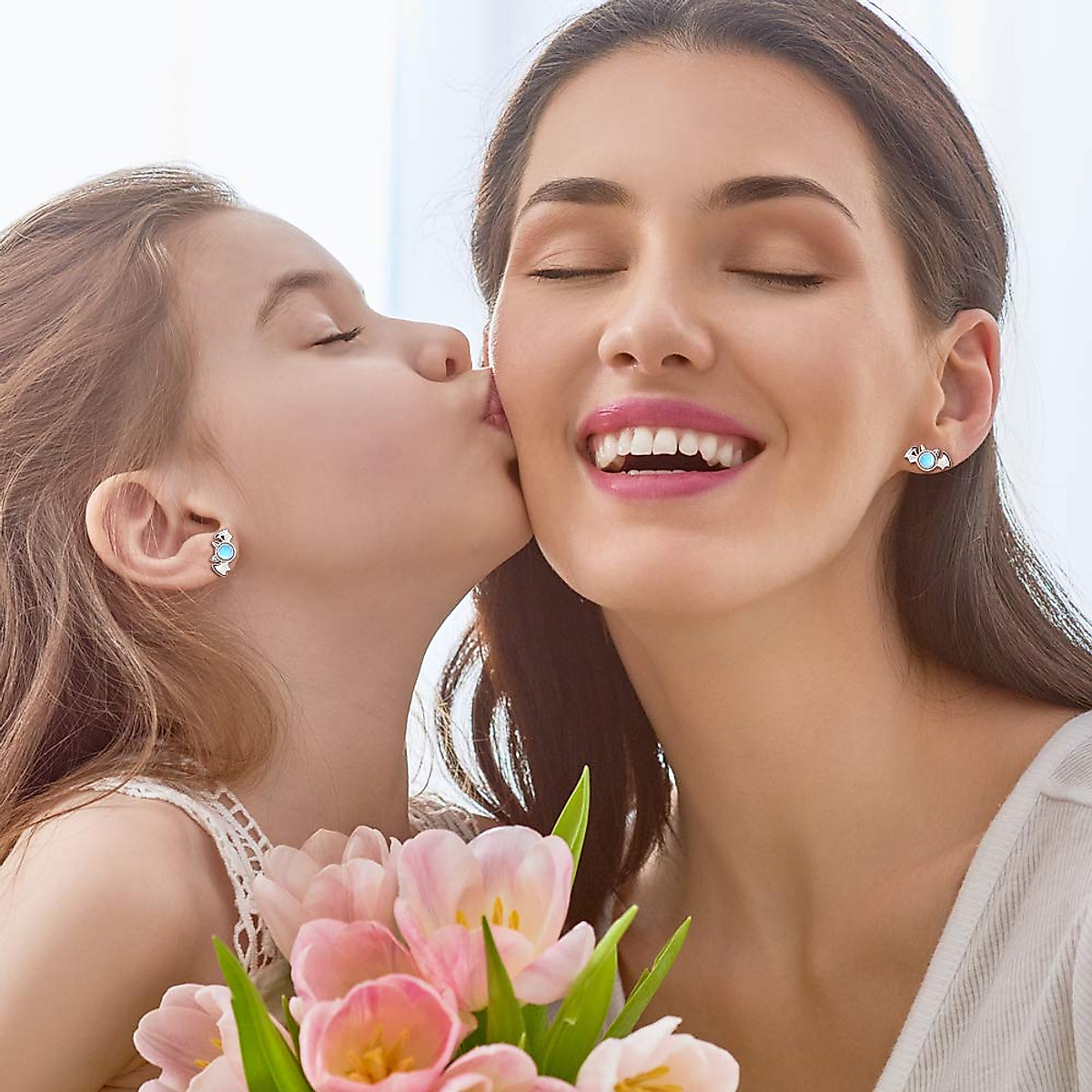 Halloween Moonstone Bat Earrings Sterling Silver Vampire studs for Women Hypoallergenic Piercing Stud for Sensitive Ears Fashion Gothic Jewelry