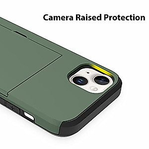 ZIYE for iPhone 13 Case with Card Holder,for iPhone 13 Wallet Case Anti-Scratch Dual Layer Hidden Pocket Phone Case Shockproof Cover Compatible with for iPhone 13 5G-Green
