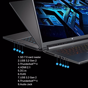 acer Predator Triton 500 SE Gaming Creator Laptop,16" WQXGA 240Hz G-SYNC, Intel i7-12700H, GeForce RTX 3070Ti, 16GB LPDDR5, 1TB Gen 4x4 SSD, Killer Wi-Fi 6E, Fingerprint Reader, Backlit Keyboard, MP