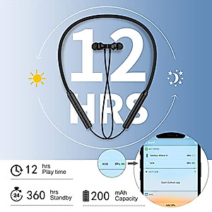 OINMELY Neckband Bluetooth Headphones V5.0 Wireless Headset Sport Earbuds w/Mic 12Hrs Playtime Cordless Noise-Canceling Earphones for Gym Running Compatible with iOS Samsung Android
