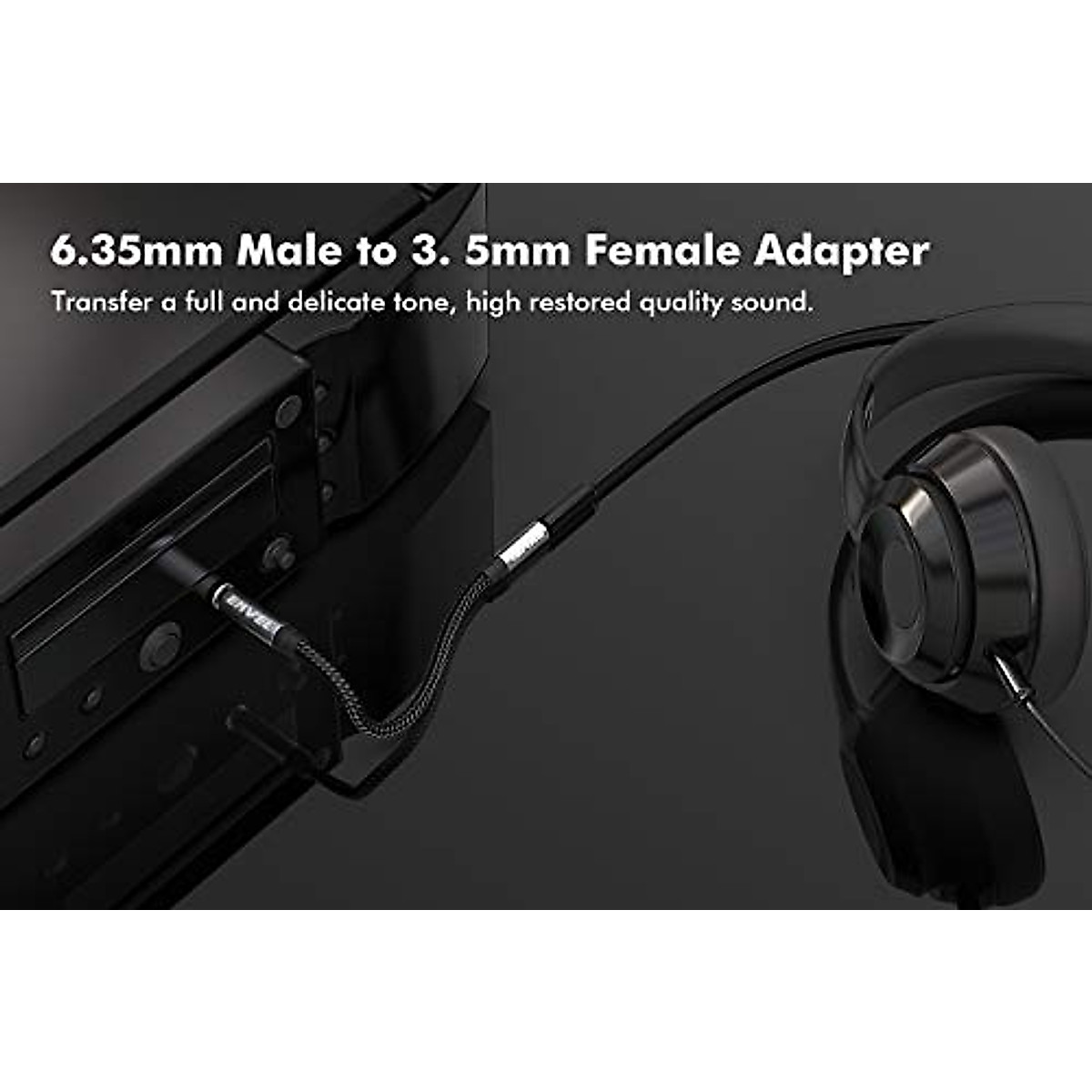 ENVEL 6.35mm 1/4 to 3.5mm Headphone Adapter,TRS 1/4 Male to 3.5mm 1/8 Female Stereo Audio Adapter Gold Plated (Grey)