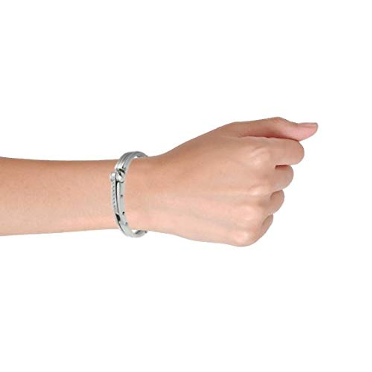 Bling Jewelry Biker Handcuff For Mens For Women Bracelet Bangle Cubic Zirconia Accent Silver Tone Stainless Steel