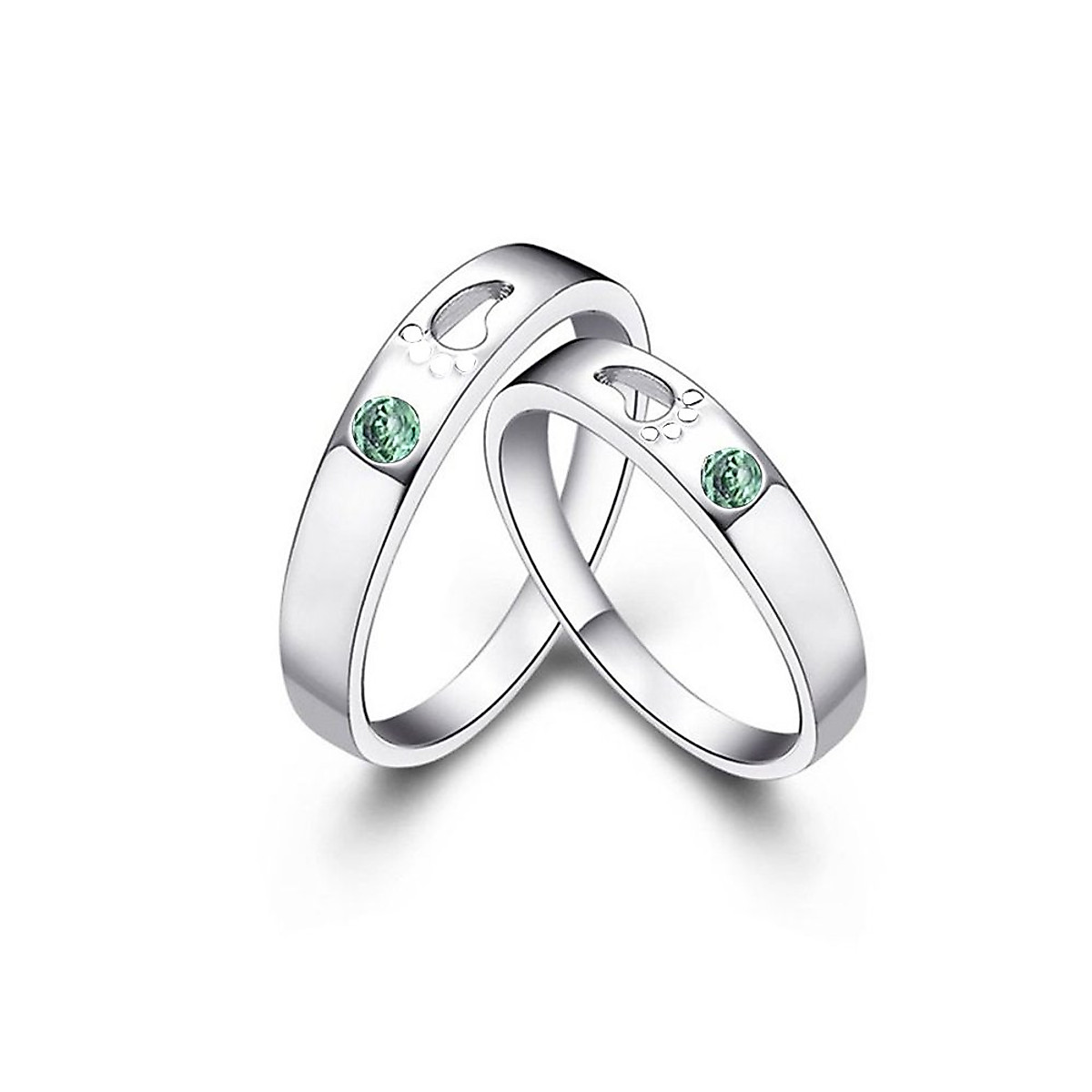 Ouslier 925 Sterling Silver Personalized Birthstone Baby Footprint Name Ring Custom Made with Name and Date (Silver)