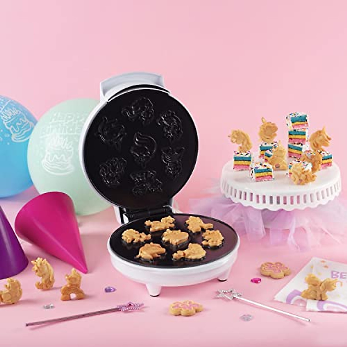 Unicorn Mini Waffle Maker- Creates 7 Different Unicorn Animal Shaped Waffles in Minutes- A Fun and Cool Magical Breakfast for Kids & Adults - Electric Non-Stick Waffler Iron, Fun Gift for Girls