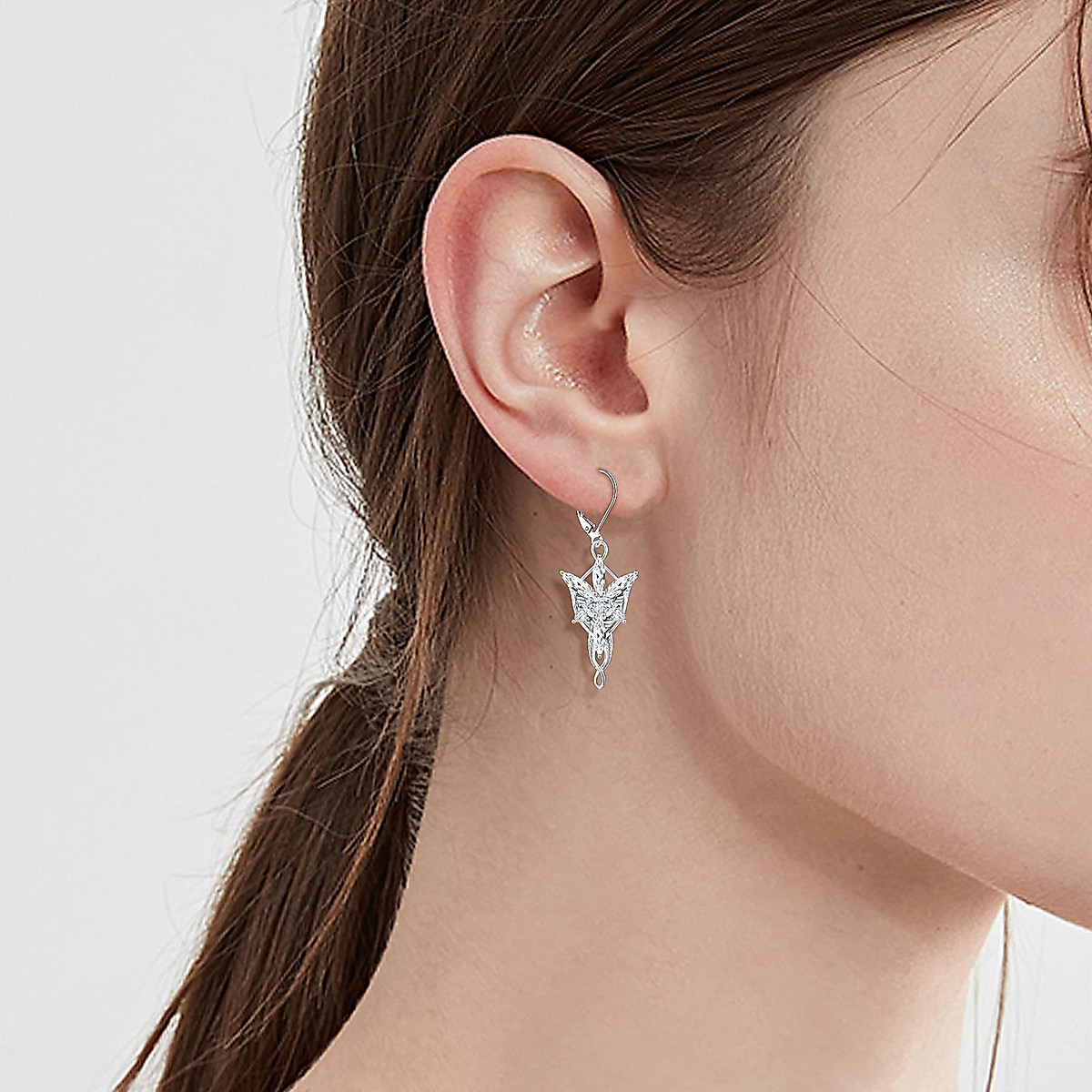 JO WISDOM Women Arwen Evenstar Earrings,925 Sterling Silver Leverback Dangle & Drop Earrings with 5A Cubic Zirconia,Elvish Jewelry for Women