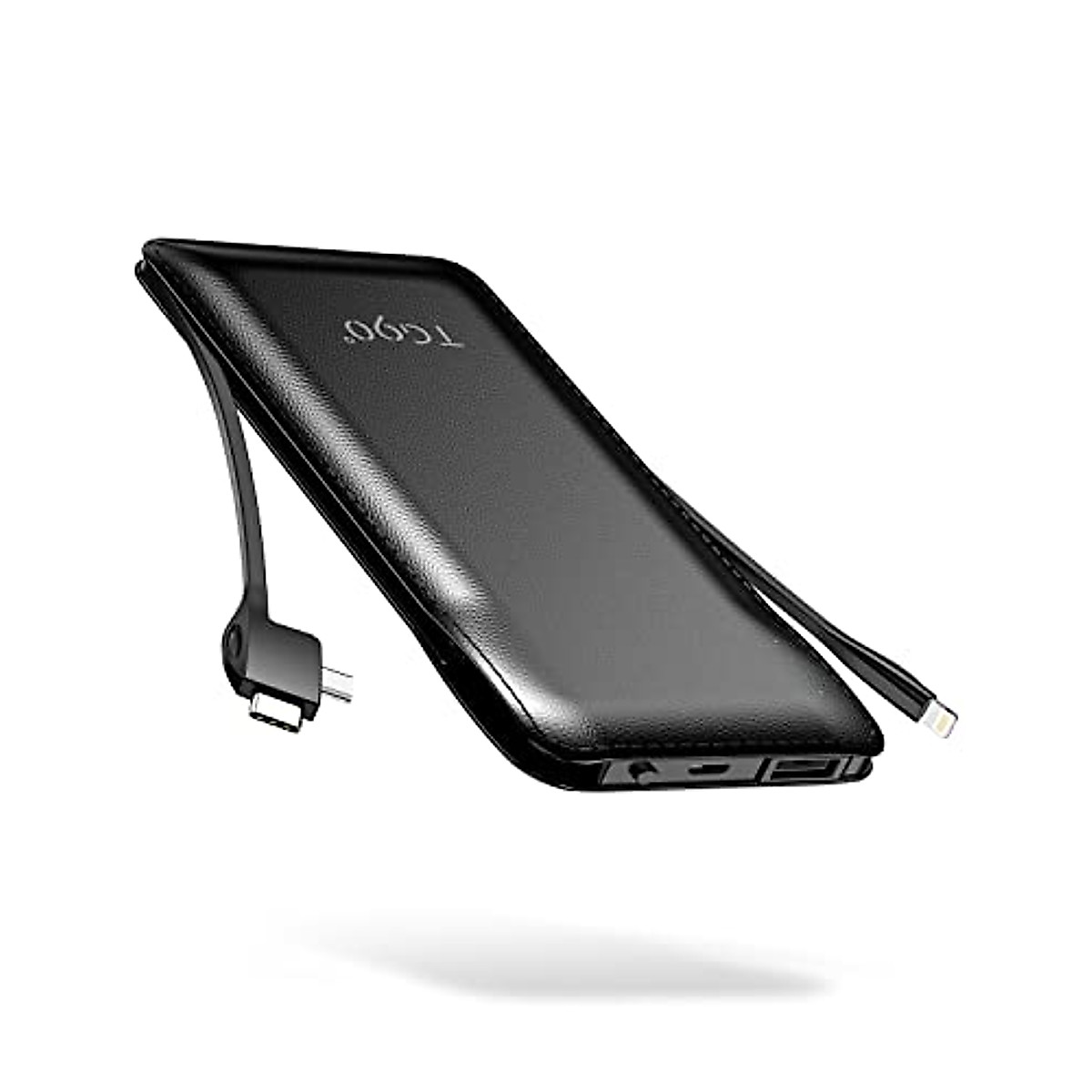 TG90° Cell Phone External Battery Packs 10000mAh Power Bank with Built in Lightning Cable Portable Charger Battery Backup Compatible with iPhone Android Phone Power Packs