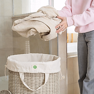 College Dorm Laundry Bags - Versatile and Heavy Duty College Laundry Hamper Liner with Drawstring - Canvas Laundry Basket Liner - 100% Cotton, Washable and Foldable Cloth Laundry Bags (1 Pack)