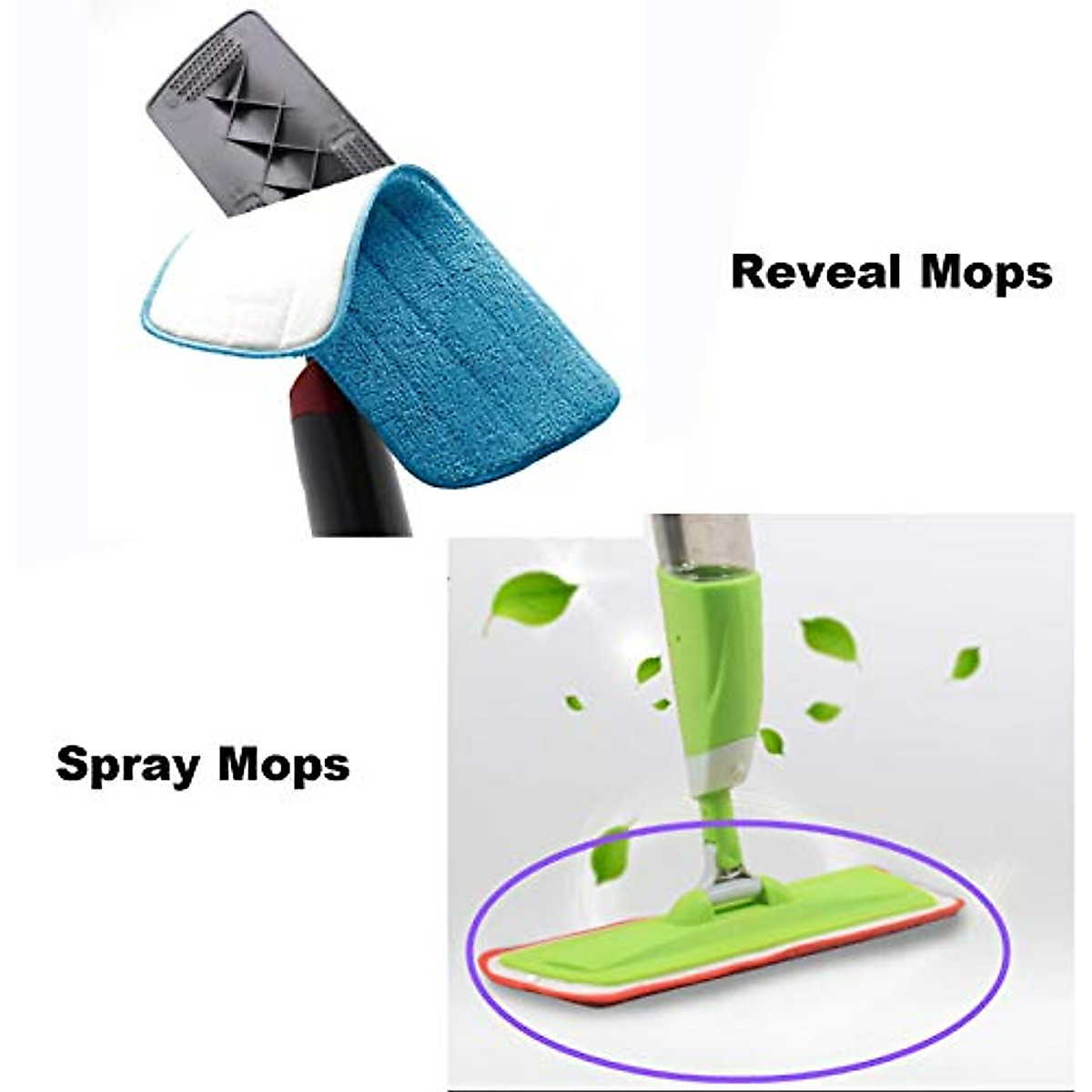 4 Pack Mop Head Replacements Mop Pads Microfiber Cleaning Pads for Most Spray Mops and Reveal Mops, Wet & Dry Home & Commercial Cleaning.