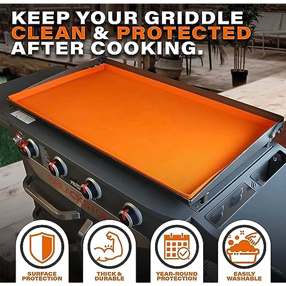 36 Inch Silicone Griddle Mat for Blackstone and Other Large Grills Griddles Heavy Duty Food Grade Silicone Cover Washable Reusable Durable Protective Mat for Rust Dust Rodents Insects