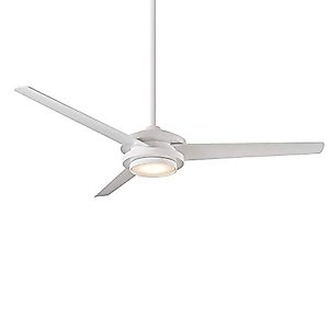 WAC Smart Fans Geos Indoor and Outdoor 3-Blade Ceiling Fan 60in Matte White with 3000K LED Light Kit and Remote Control works with Alexa and iOS or Android App