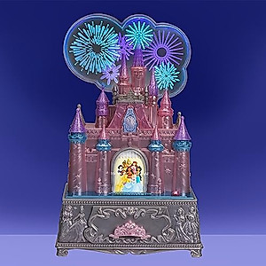 Disney Princess Jewelry Box for Girls Disney 100th Celebration Princess Castle Keepsake Jewelry Box with Music & Firework-Like Light Show, Plays Song “A Dream Is a Wish Your Heart Makes”