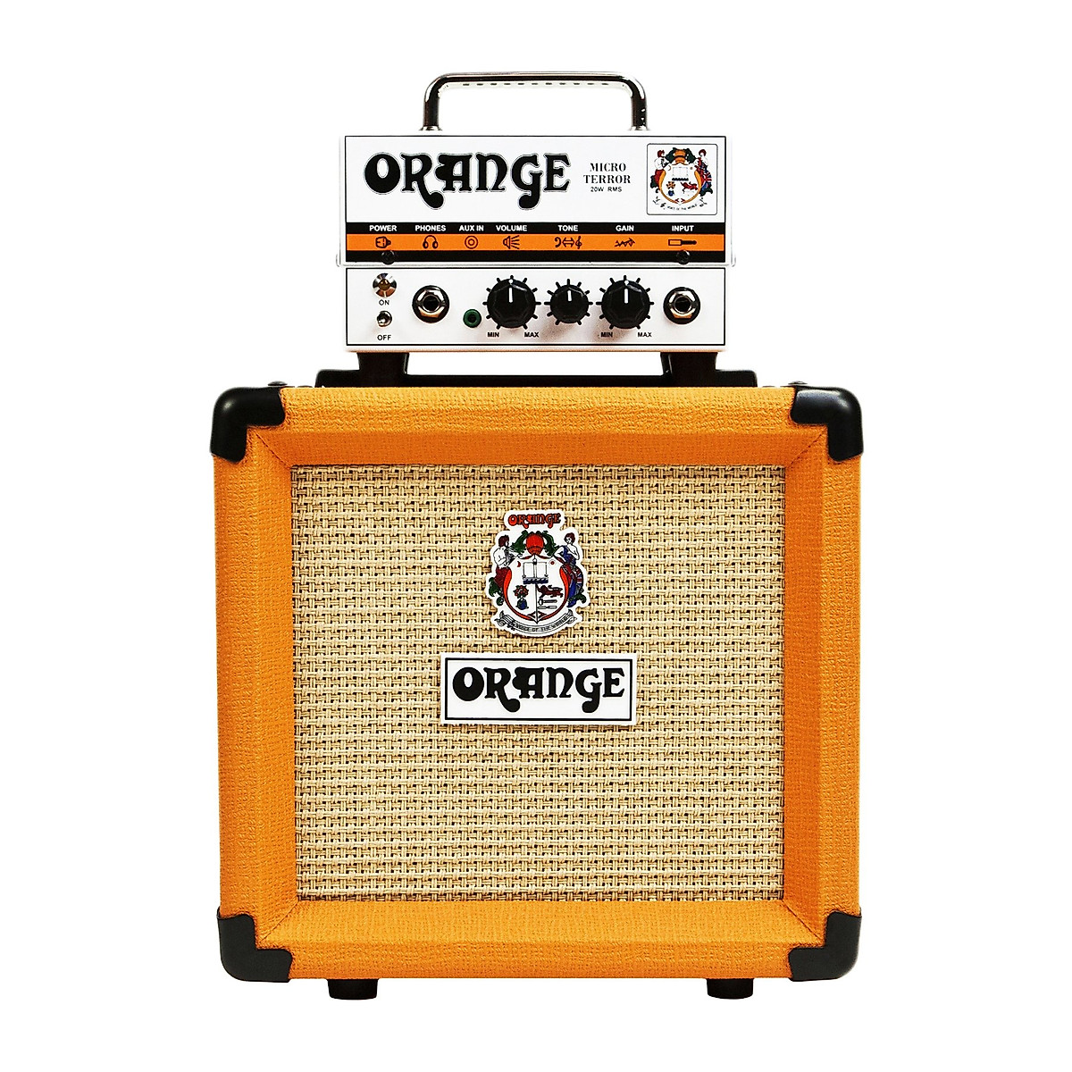 Orange Amps Micro Terror 20-Watt Tube Preamp Compact Tube Amp Bundle with Guitar Cabinet and Cable (3 Items)