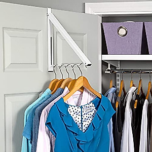HOLDN’ STORAGE Over Door Hanger - Single Hanger Retractable Collapsible Folding Over The Door Rack Organizer for Clothes & Towels Ideal for Bathrooms, Dorm Rooms Etc.