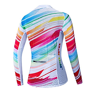 JPOJPO Women's Cycling Jersey Long Sleeve Bike Shirts Tops Lycal Cuff Reflective XL Colorful