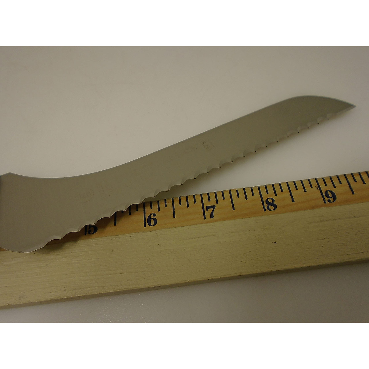 Made in USA 7 inch Offset Scalloped Edge Bread Knife Black Handle SG163-7SC