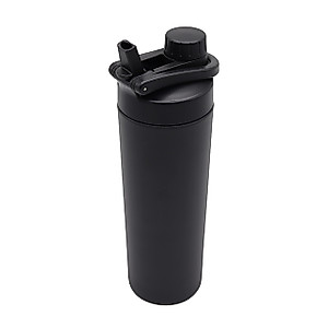 BUILT 24 Ounces Wide Mouth Dualid Double Wall Vacuum Insulated Stainless Steel Bottle with Straw Lid and Chug Lid, Black