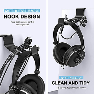 NINGMANC Headphone Hook Holder Stand & Gamepad Controller Stand for PS5, Xbox Series X, Screwless Portable Storage Rack Accessories - (2 Pack Black)