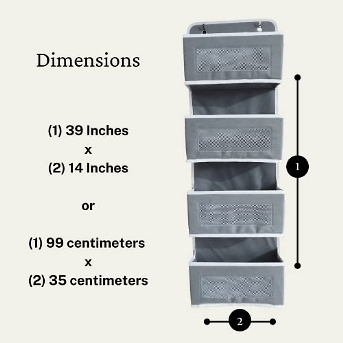 Over The Door Hanging Storage Organizer for Toys, Clothes, or Toiletries with Spacious Pockets for Bedroom, dorm, Nursery, etc by DLC ESSENTIALS (Gray)