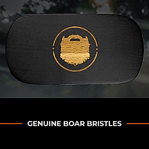 Wild Willies Natural Boar Bristle Beard Brush for Men - Professional Beard and Mustache Grooming Brush with Ergonomic Wooden Handle - Small Travel Pocket Size Beard Detangler, Smoothens, Softens