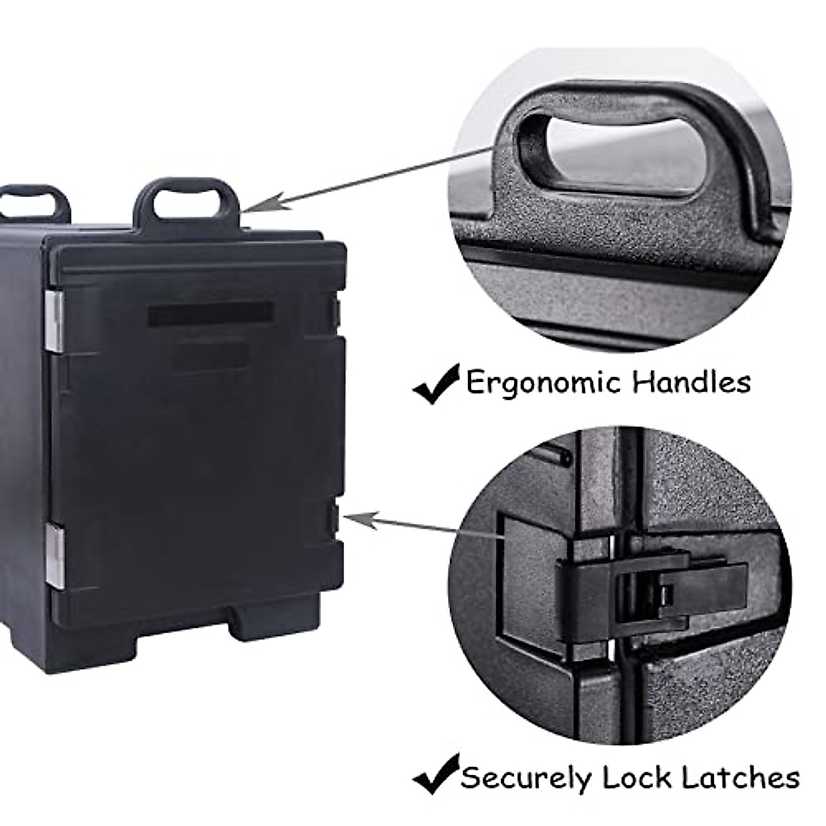 Luston Front-Loading Insulated Food Pan Carrier, 81 Quart Capacity, Black,5 Full-Size Pan,Food-Grade LLDPE Material, Portable Food Warmer Transporter