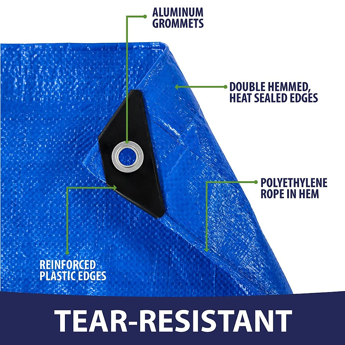 Rugged Rhino All Weather 100% Waterproof Heavy Duty Tarp, 5 Mil UV Temperature Resistant Tarps, High Durability Multipurpose Cover, for Home Outdoor Patio Winter Leaf Camping, 9x12 1 Pack Blue