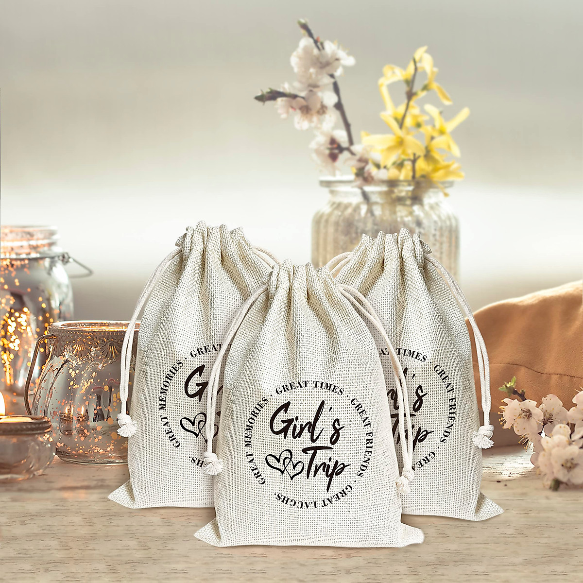 Hangover Kit Bags, Girl's Trip With Drawstring Gift Bag, for Bridal Shower, Wedding, Travel, Bachelorette Party Survival Recovery Kit Bag, Decorations, Supplies (6"X 8") 5 Pcs -kit034