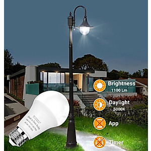 TSEXES Dusk to Dawn Light Bulbs Outdoor,Automatic On/Off Sensor LED Light Bulb,5000K Daylight LED Light Bulb for Wall lamp Porch Garage Light,4 Pack