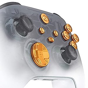 eXtremeRate Metal Gold Buttons for Xbox Core Wireless Controller, 9 in 1 Custom Accessories Aluminum Alloy Dpad ABXY Start Back Share Home Keys Replacement Parts for Xbox Series X & S Controller