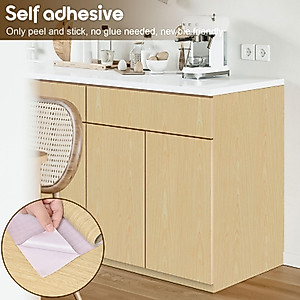 Fititem Wood Contact Paper Light Natural Wood Wallpaper Peel and Stick Faux Wood Grain Contact Paper for Cabinets and Drawers Self Adhesive Waterproof Oak Wallpaper for Kitchen Shelves Desk 118”×17.3”