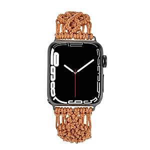 Euler 3rd Generation Colorful Nylon Thread Hand-Braided Watch band for Apple Watch Series 8 7 6 SE 5 (38/40/41mm, Coffe)
