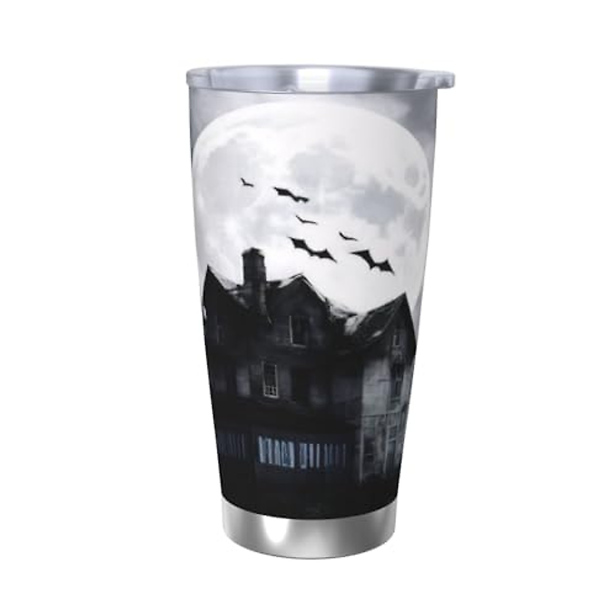 jshmgchw 3d Halloween Moon 20oz Tumbler, Car Cup With Lid And Straw, Spill-Proof, Stainless Steel Double Wall Vacuum Insulated Reusable Coffee Travel Mug, For Cold Drinks, Hot Beverage