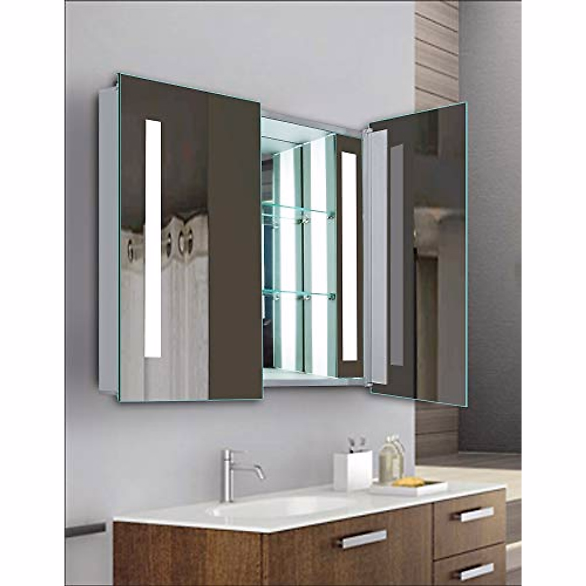 Miseno MMC3026LED MMC3026LED 30" W x 26" H Rectangular Frameless Wall Mounted Medicine Cabinet with LED Lighting