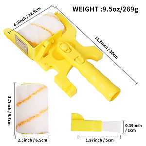 Paint Edger Roller Brush,Multifunctional Hand-held Clean-Cut Paint Edger Roller Brush Portable Tool Kit, Rexroth Pole Mountable Paint Edger with Roller and Brush for Home Room Wall Ceiling Painting