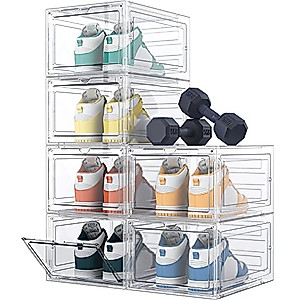 Shoe Storage, 6 Pack Shoe Organizer Clear Hard Plastic Shoe Box, Shoe Boxes Clear Plastic Stackable, Shoe Boxes with Lids for Size 13, Transparent