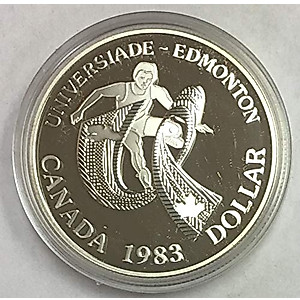 1983 CA Canada Silver Dollar - Universiade-Edmonton in Original Box $1 Proof Royal Canadian Mint