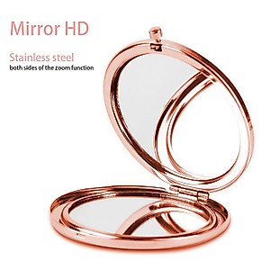 YCKMD Rose Gold Travel Purse Mirror Compact Double Sides 2X & 1x Magnification Hand Mirror Metal Round Bohemian Mirror for Women and Girls-Life Tree