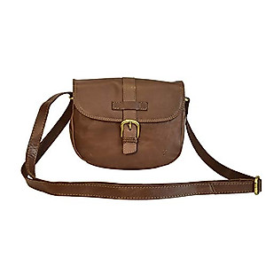 Zinda Genuine Leathers Saddlebag Flap Over Women's Handbag Crossbody Shoulder Sling Multiple Pockets (Brown)
