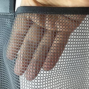 Sainal Hanging Laundry Hamper Bag Large Over The Door Mesh Storage Bag and Space Saving Clothes Hamper with Hooks,Wall-mounted Foldable Laundry Basket (Grey)