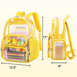 CAMTOP Clear Backpack Heavy Duty PVC Transparent Bag See Through BookBag for Student School Work Festival Sport Travel(17 Inch,Yellow)