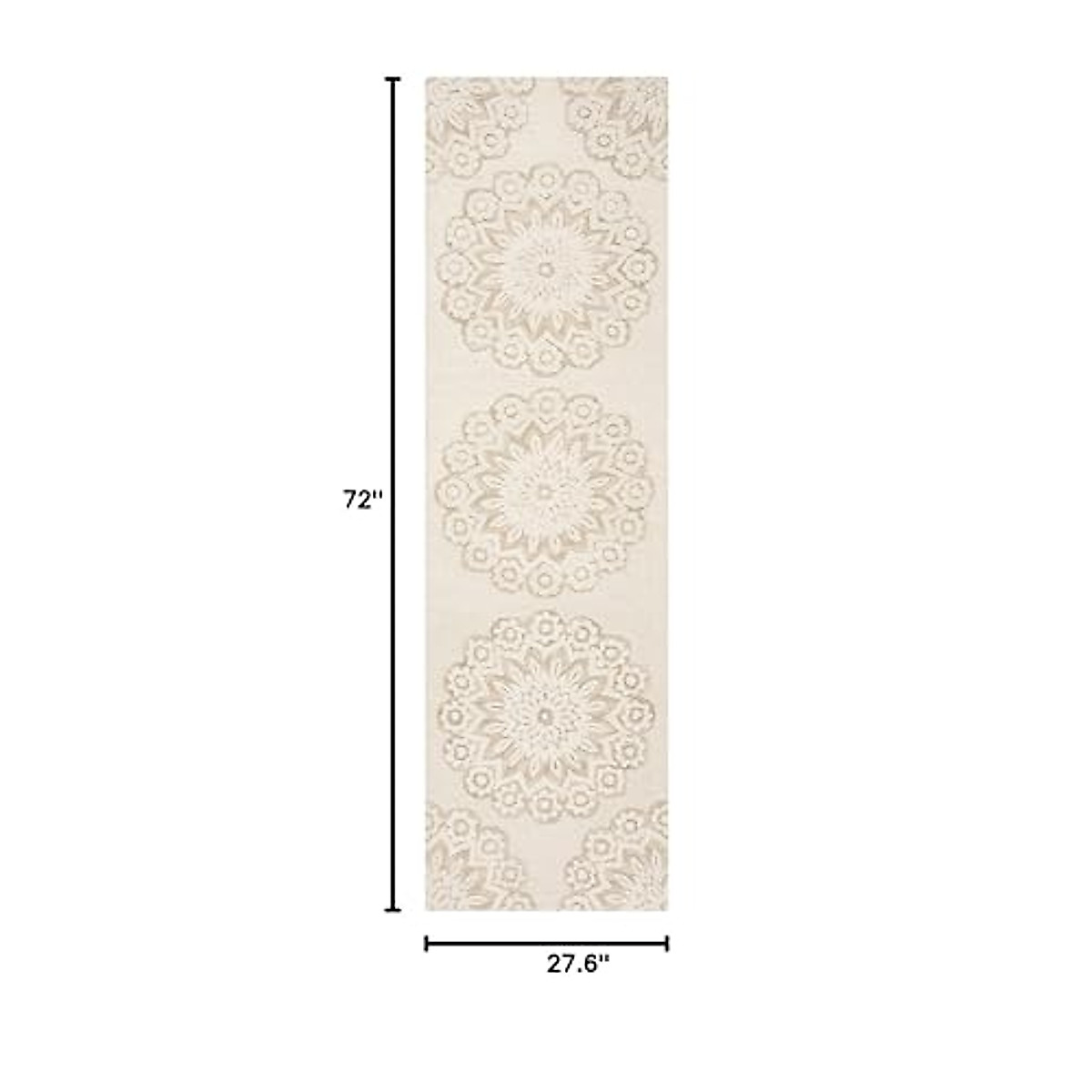 SAFAVIEH Blossom Collection 2' 3" x 6' Ivory/Beige BLM108B Handmade Premium Wool Entryway Foyer Living Room Bedroom Kitchen Runner Rug