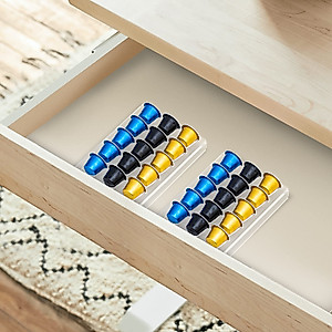 Sumerflos 2 Pack Acrylic Clear Coffee Pod Holder Organizer Tray, Coffee Pod Organizer for 15 OriginalLine Pods, Countertop or In Drawer Storage for Office, Home or Kitchen - 30 Pods