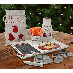 Child to Cherish Santa's Message Christmas Plate Set with Cookie Cutters, Santa plate, Santa milk jar, and Reindeer Treat Bowl