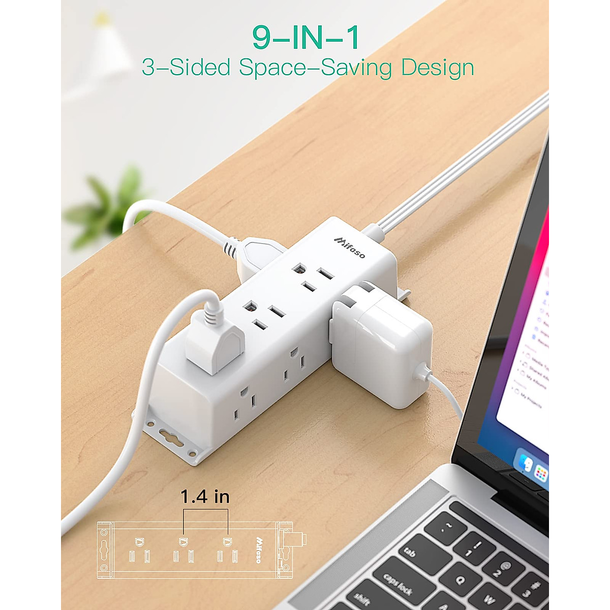 10FT Power Strip with 9 AC Outlets + 10FT Power Strip with USB