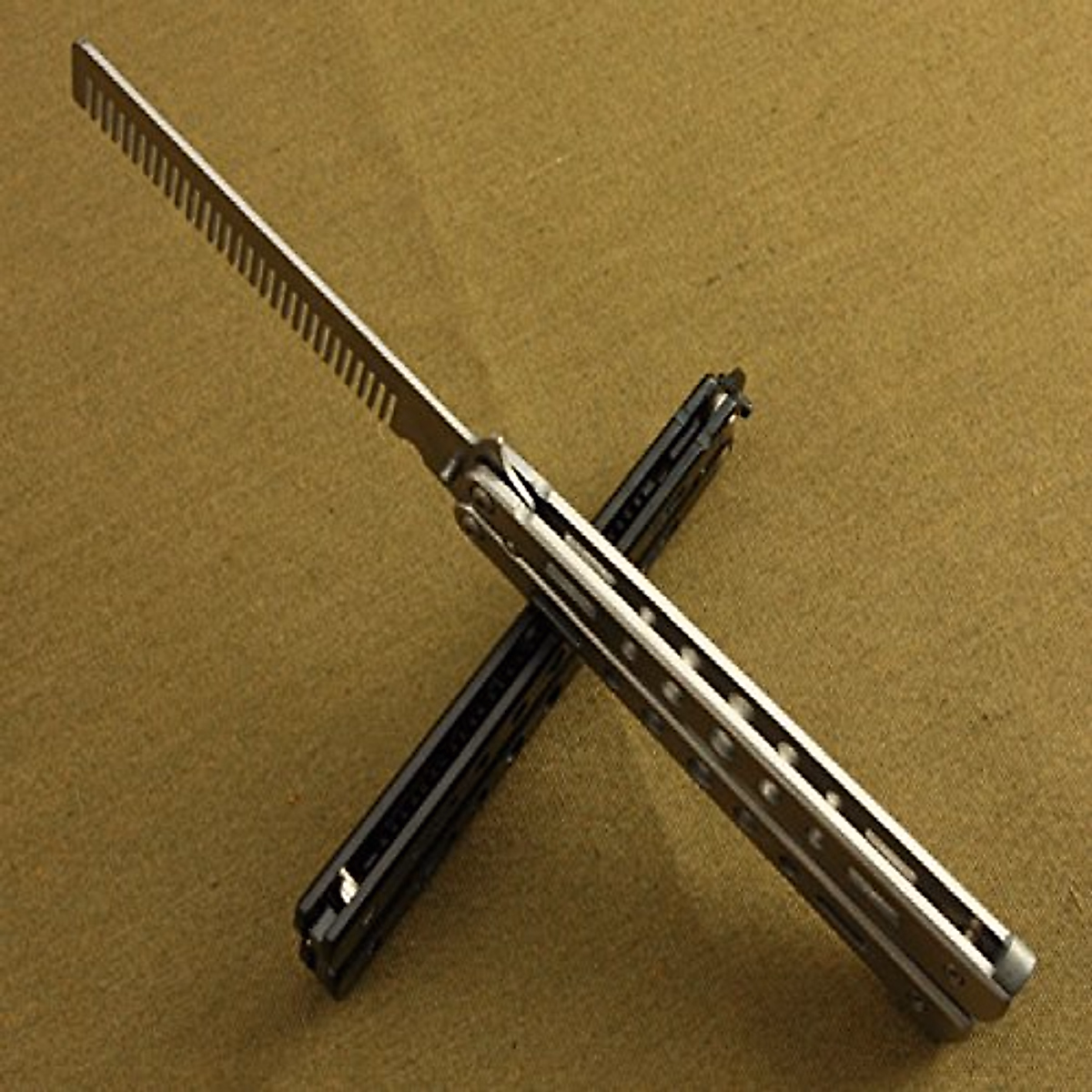 AZZORI Stainless Steel Silver Practice Butterfly In Knife Trainer Training Folding Knife Dull Tool Outdoor Camping Butterfly Knife Comb