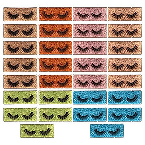 Ruairie 5D Faux Mink Lashes Wholesale Bulk 30 Pairs 6 Styles Natural False Lashes Pack Fluffy Volume False Eyelashes Wispy 3D Fake Lashes Mink