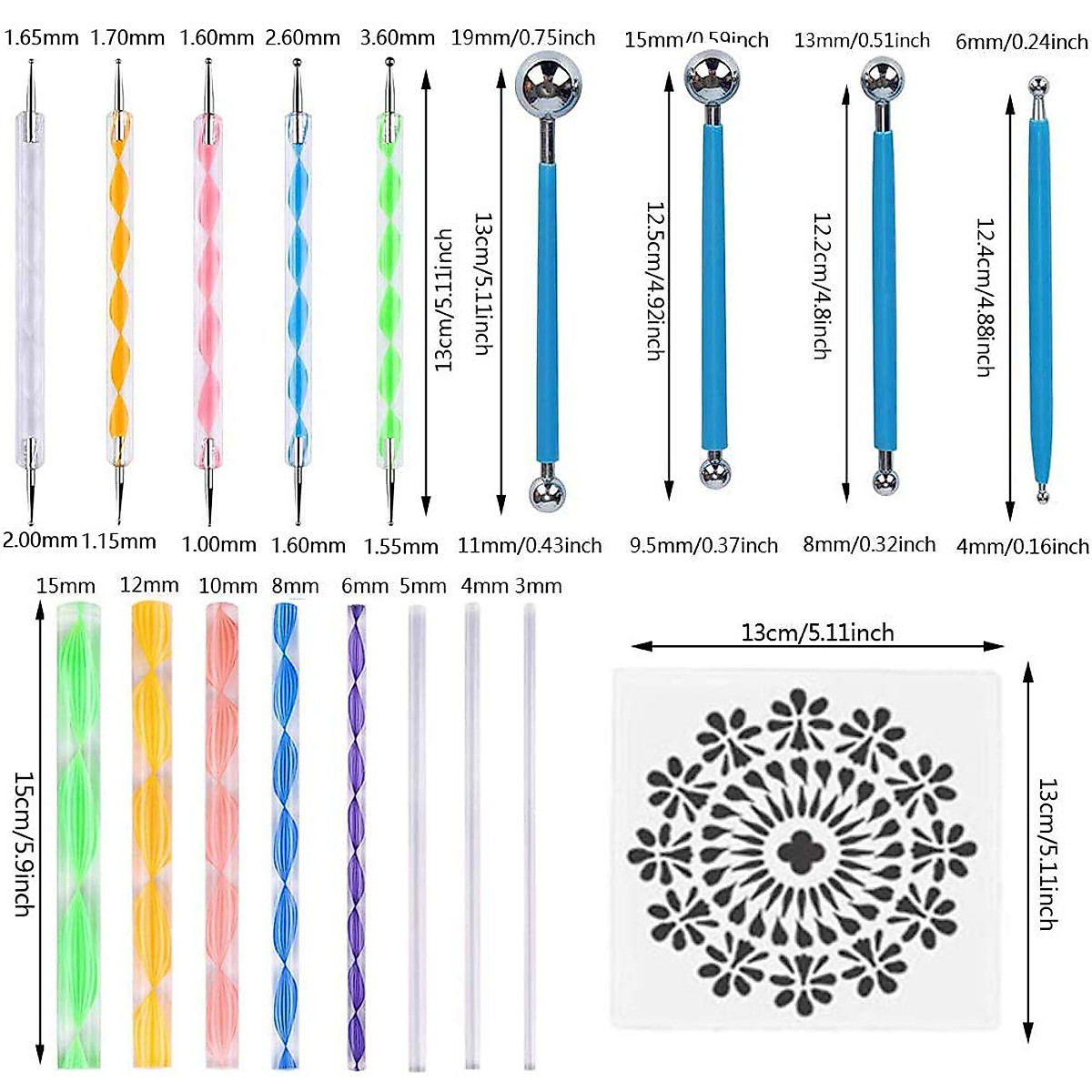 19PCS Mandala Dotting Tools Set with a Zipper Storage Bag for Painting Rocks, ABenkle Mandala Stencil Ball Stylus Paint Tray Set