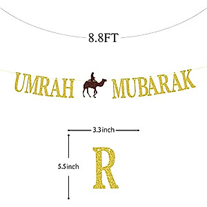 Umrah Mubarak Banner, Happy Eid Decorations Banner, Eid Festival Muslim Islam Party Decoration Supplies, 2023 Hajj Mubarak Umrah Mubarak Islamic Party Decoration Supplies