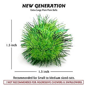 RIMOBUL 100PCS 1.5 INCH Cat Toy Balls Extra Large Sparkly Cat's Favorite Chase Glitter Ball Toy Sparkle Pom Pom Balls