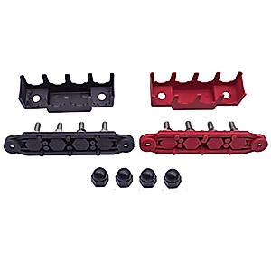 Red & Black Power Distribution Block with Cover,5/16" 4 Studs Bus Bar Power Distribution Block for Auto Marine Car Trailer RV Boat