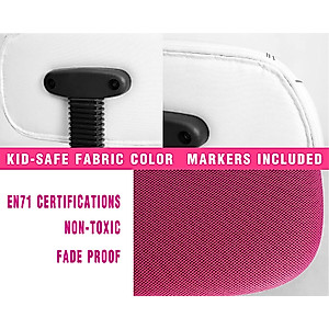 JJS Kids Rolling Drawing Desk Chair, Small Swivel Office Computer Chair for Teens, Low-Back Adjustable Coloring Upholstered Student Task Chair, Pink